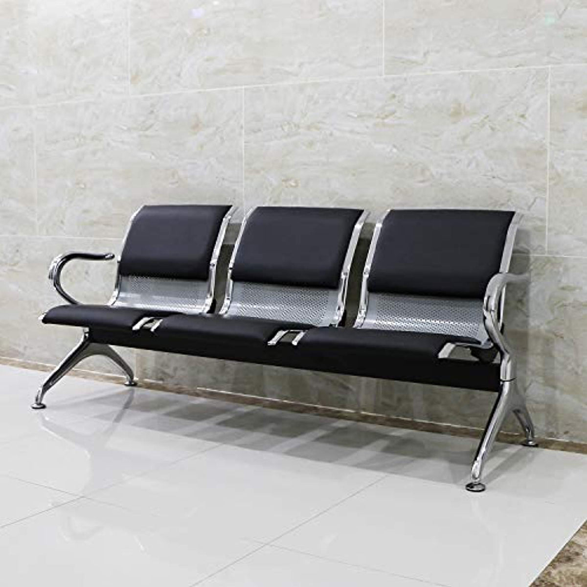 Airport Reception Chairs Waiting Room Chair with Black Leather Cushion