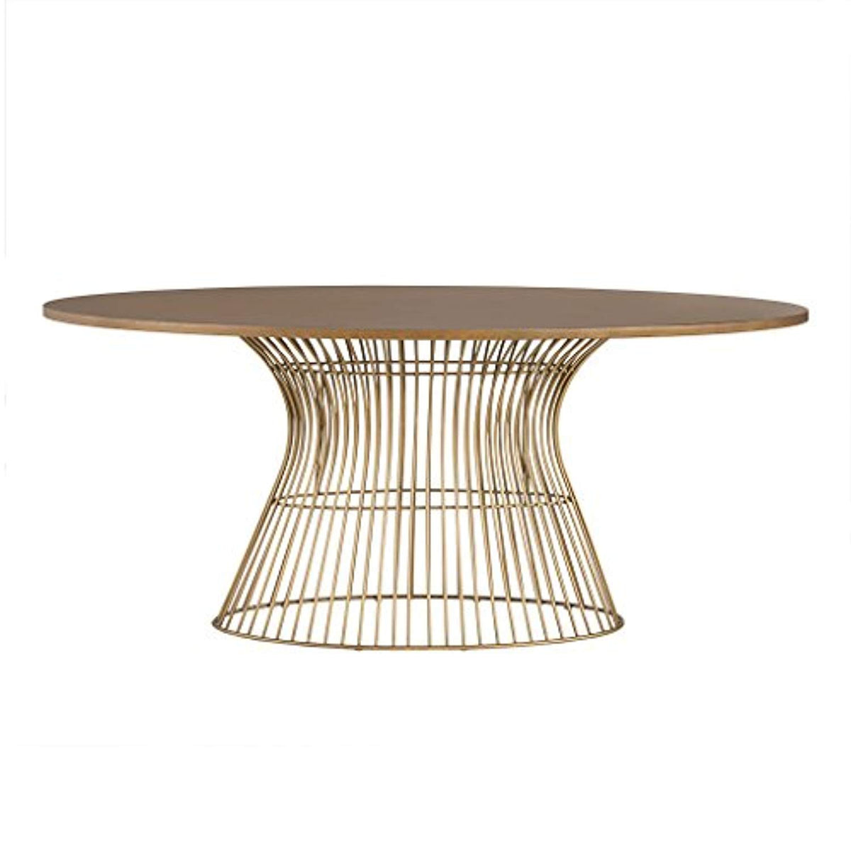 Solid Wood Tabletop, Metal Wire Frame Base Mid-Century Modern Style Di