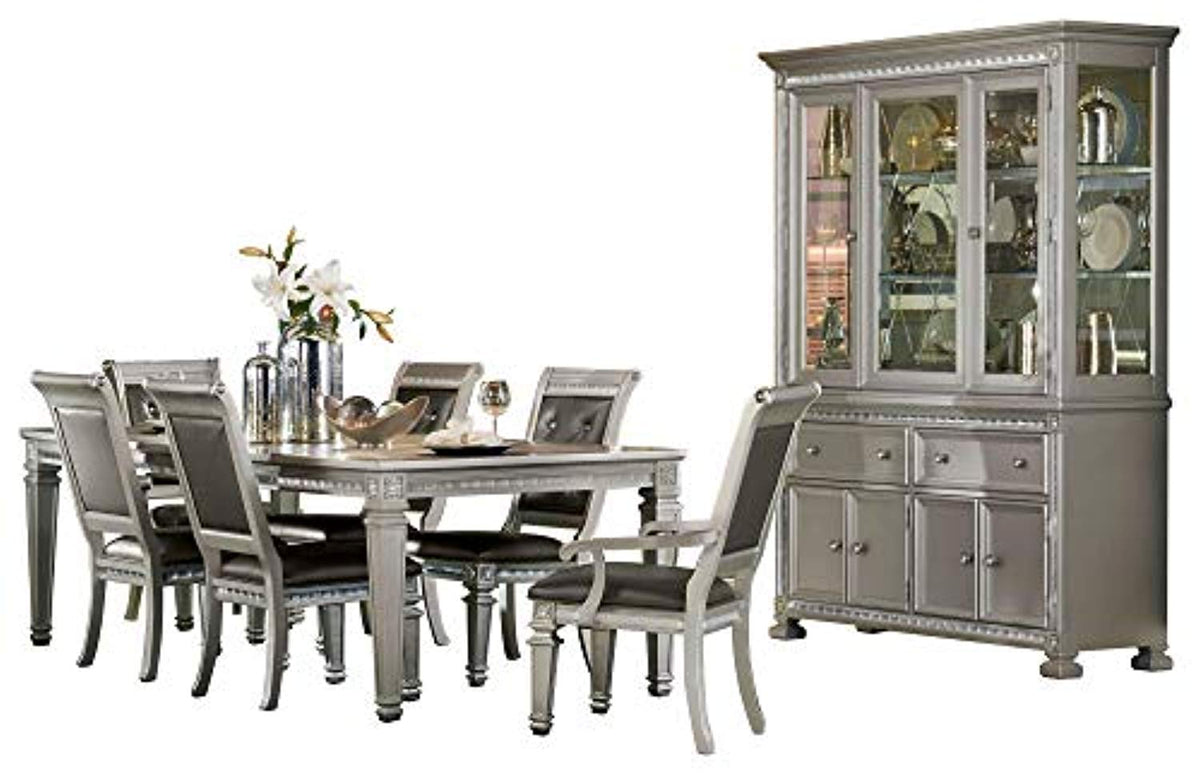 Hollywood Glam 8PC Dining Set Table, 2 Arm Chair, 4 Chair, Buffet & Hu