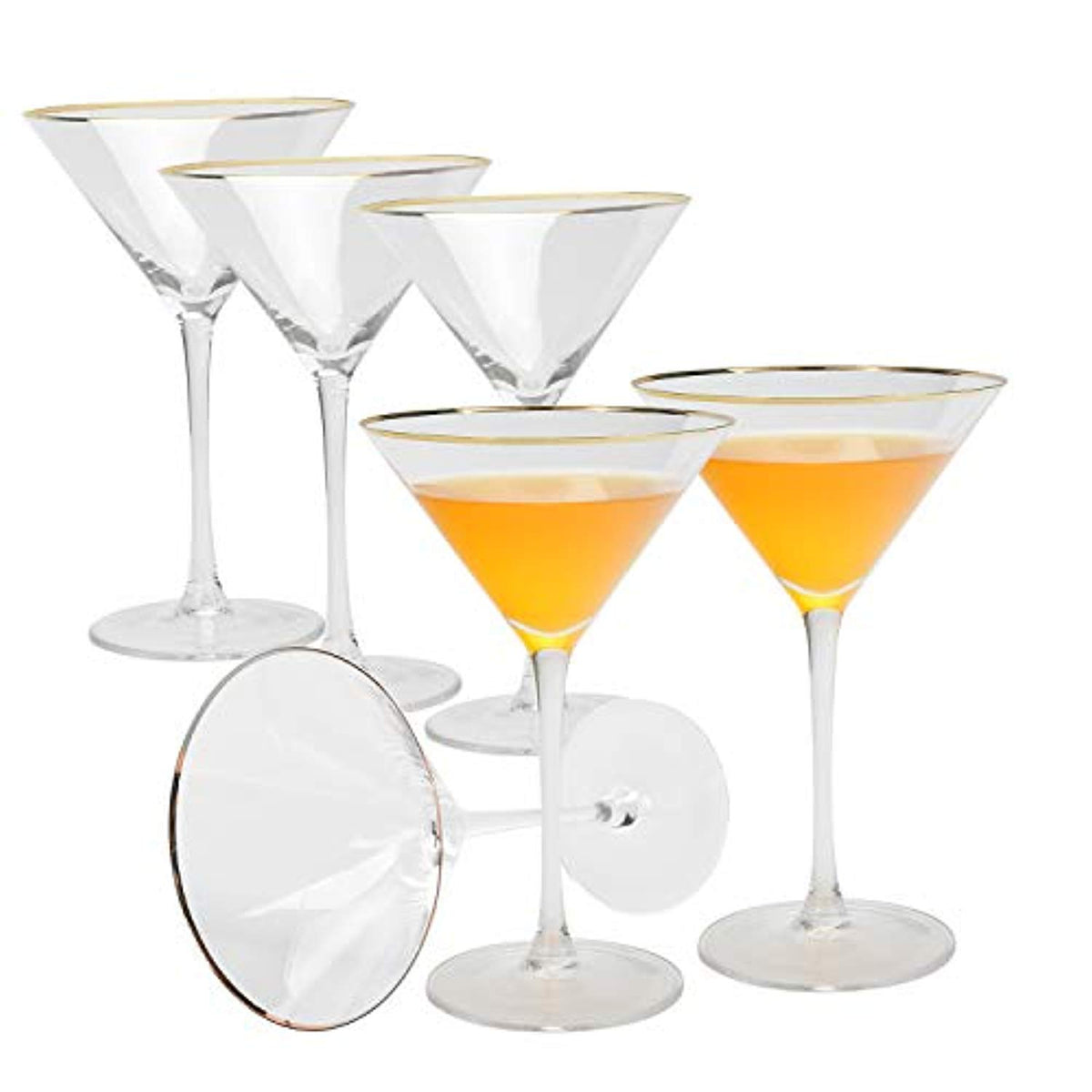 Golden Edge Martini Glasses, with Stem, 8-Ounce, Set of 6