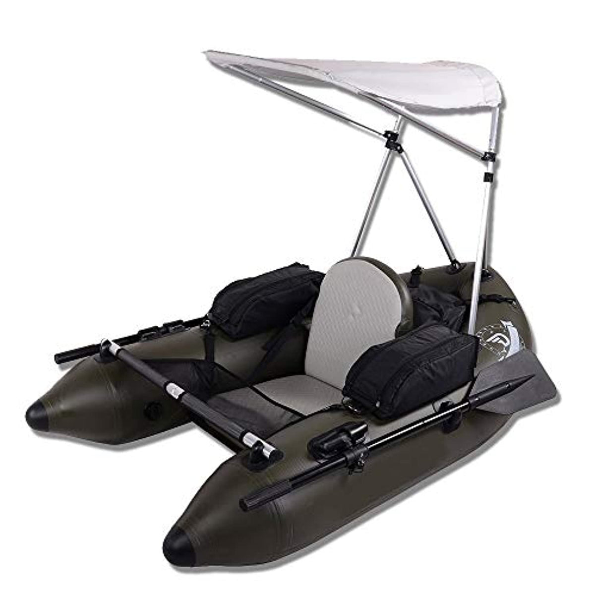 Fishing Inflatable Tube Boat with Detachable Seat and Awning Canopy Wa