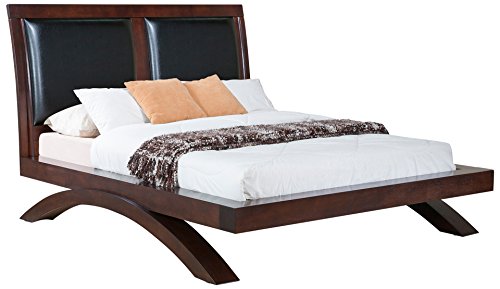 Cardinal Platform Bed with Upholstered Headboard, Queen, Savory Espres