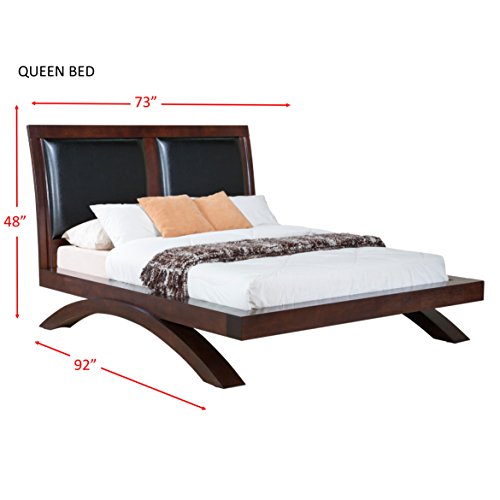 Cardinal Platform Bed with Upholstered Headboard, Queen, Savory Espres