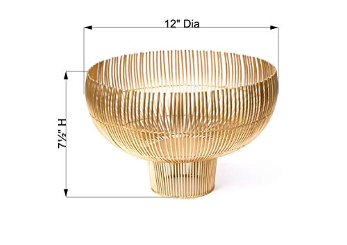 Decorative Metal Wire Bowl Fruit Basket Gold Finish