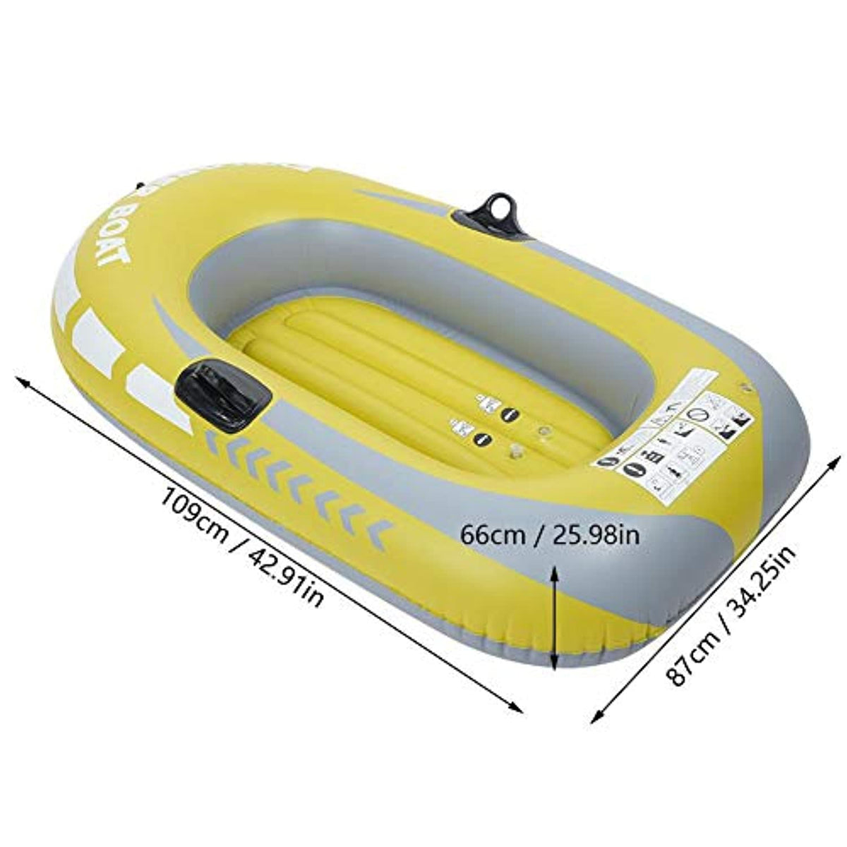Inflatable Boat,Yellow PVC 1-Person Rowing Air Boat Fishing Drifting D