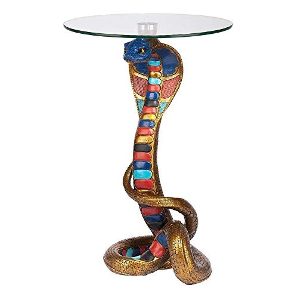 Renenutet Egyptian Cobra Snake Goddess Side End Table, 24 Inch