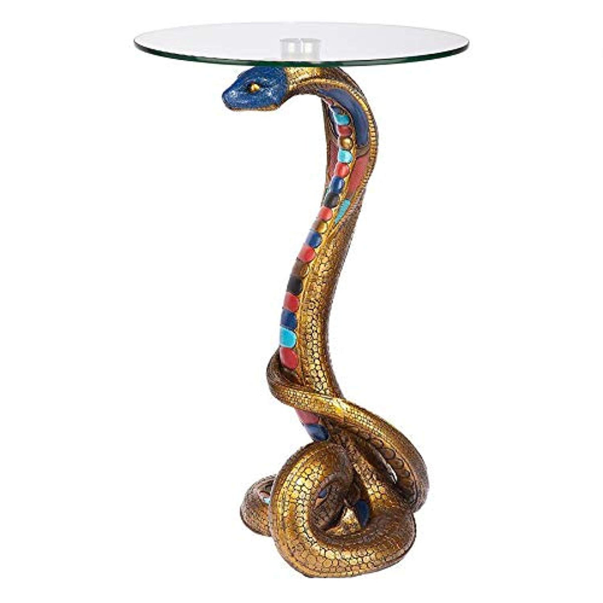 Renenutet Egyptian Cobra Snake Goddess Side End Table, 24 Inch