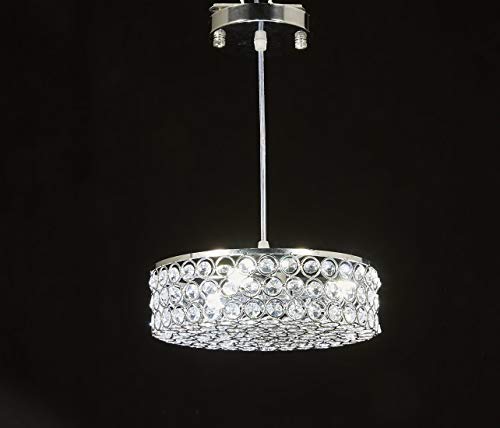 Chrome Finish Metal Shade Crystal Chandelier