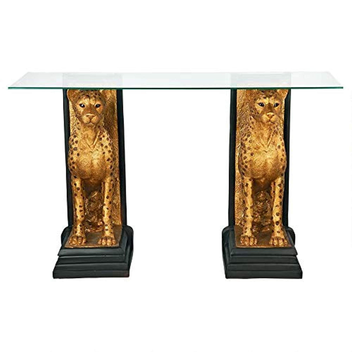 Royal Egyptian Cheetahs Console Table, 55 Inch, Gold