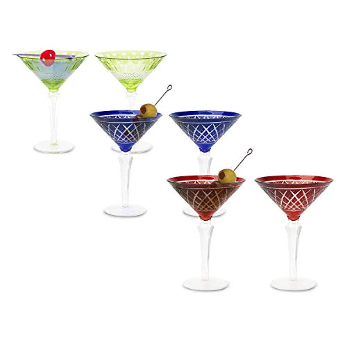Glam Etched Martini Glasses, Set of 6