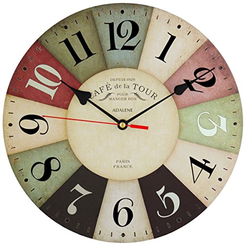 Non Ticking 12 inch - Vintage Colorful Wood Wall Clock