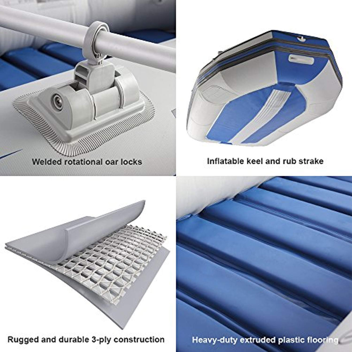 Mariner 3, 3-Person Inflatable Boat Set with Aluminum Oars and High Ou