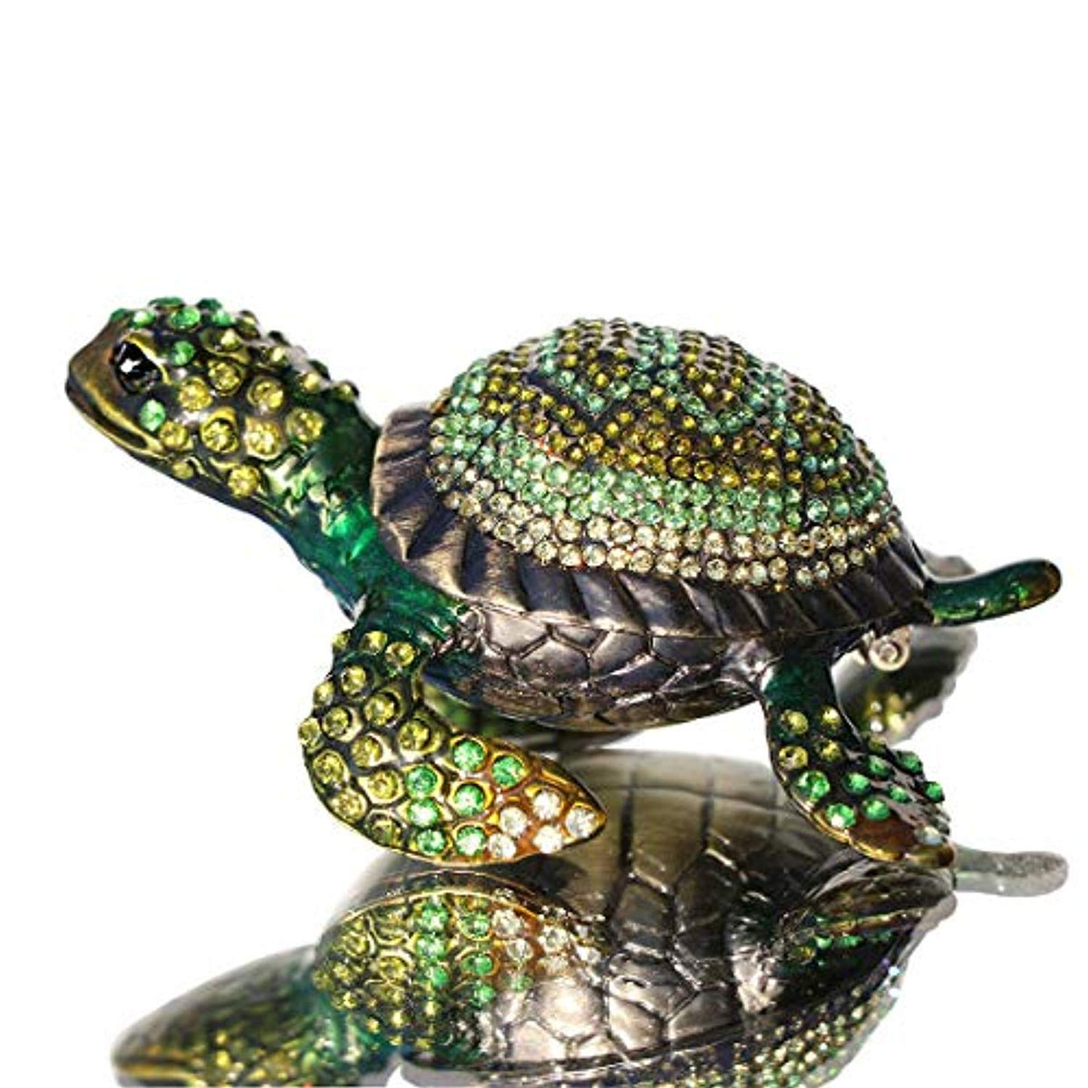 Diamond Turtles Hinged Trinket Box Hand-Painted Animal Figurine Collec