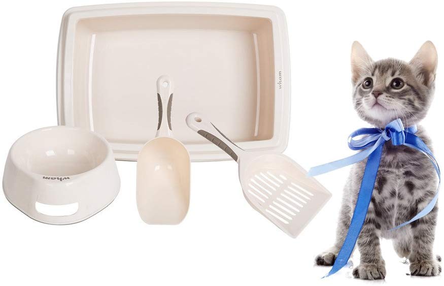 Large Cat Starter Kit 4PCS Set Includes Bowl,Shovel,Litter Tray and Sp