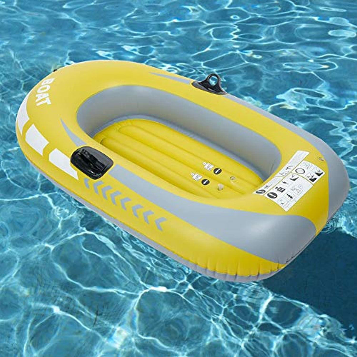 Inflatable Boat,Yellow PVC 1-Person Rowing Air Boat Fishing Drifting D