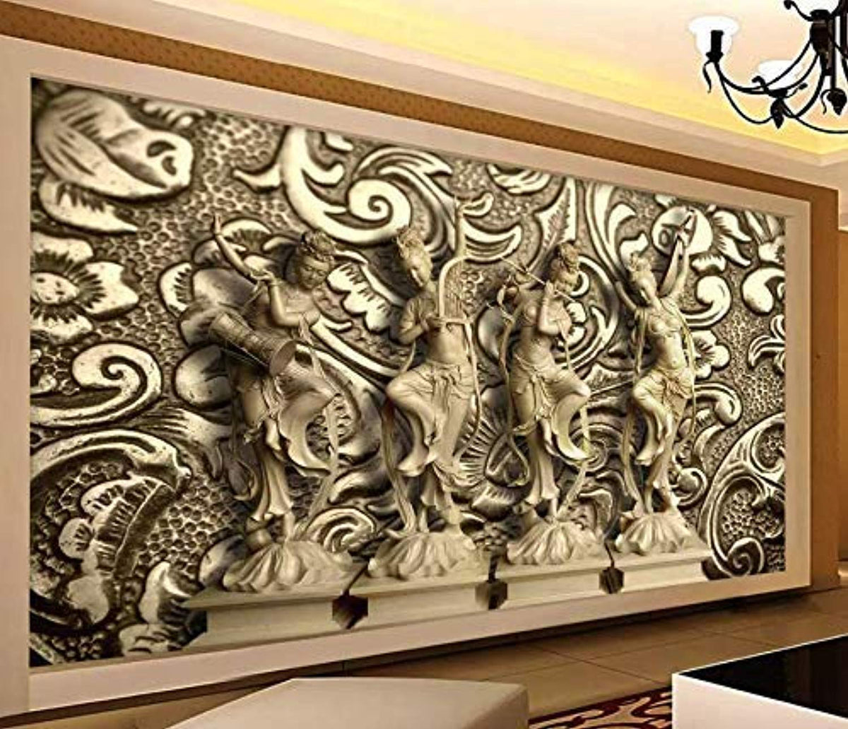Greek Sculpture Art Wallpaper 3D Embossed Cement Wall Murals