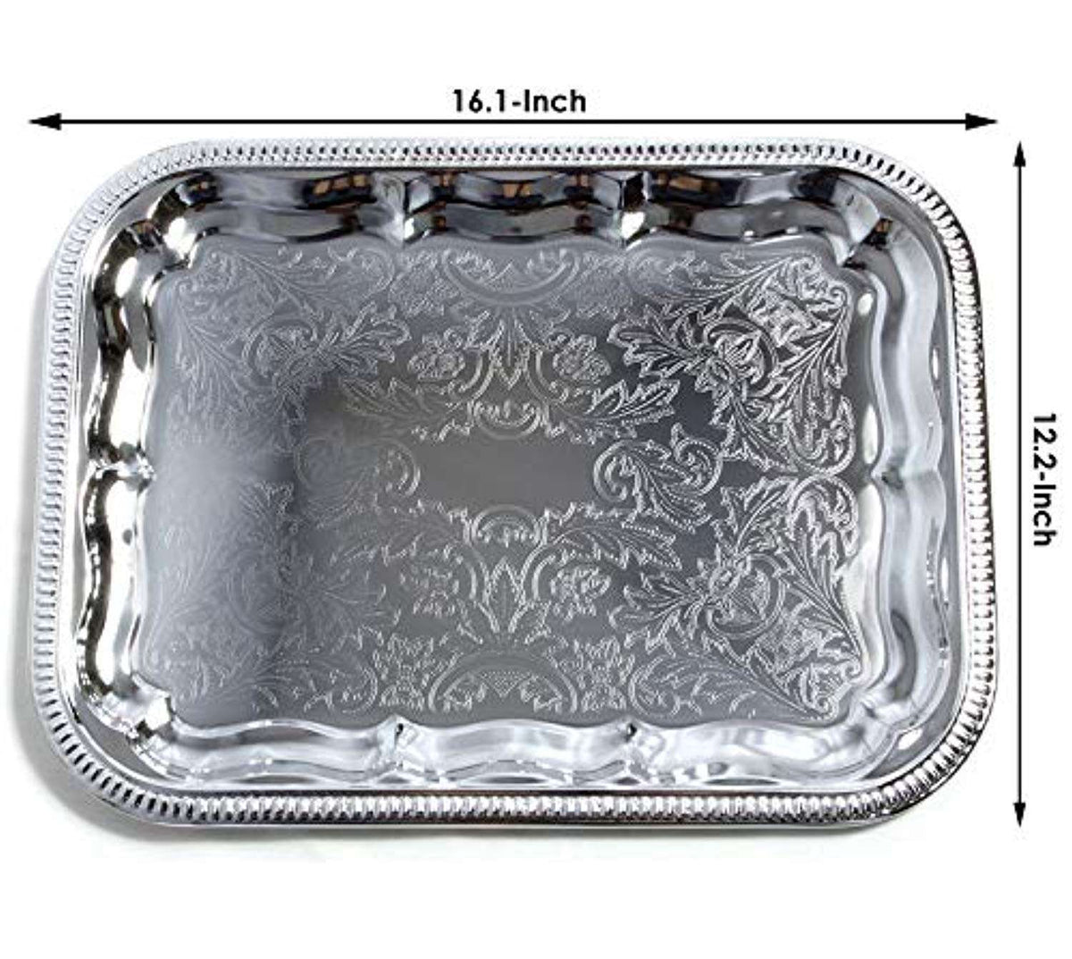 (Pack of 4) Oblong Rectangular Trim Victoria Floral Engraved Serving P