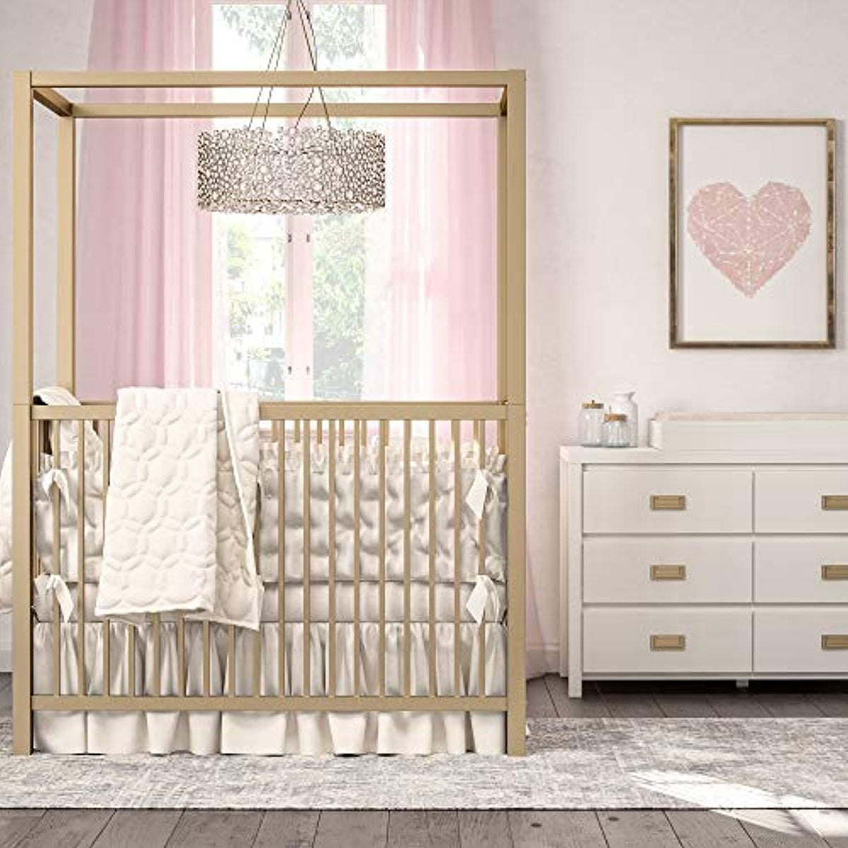 LUXE Monarch Hill Haven Metal Canopy Crib, Gold