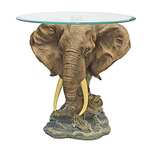 Trophy Elephant Glass-Topped Table