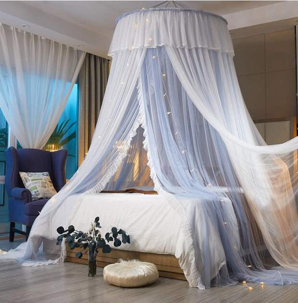 Princess Elegant Lace Round Sheer Mesh Bed Curtains