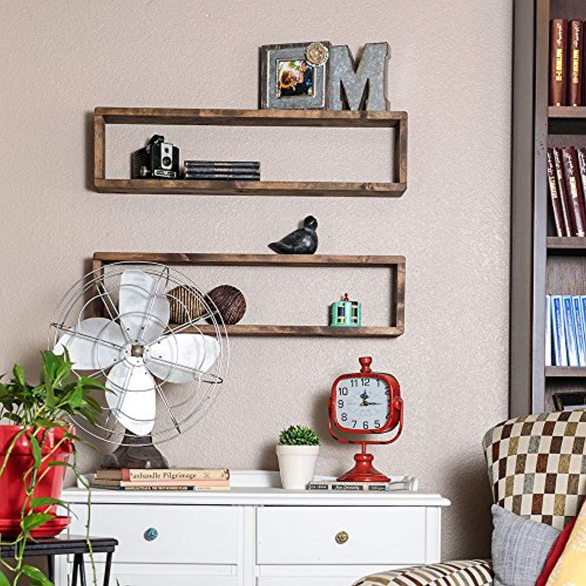 Stackable Floating Box Shelves (Set of 2) | Solid Wood | Wall Mount