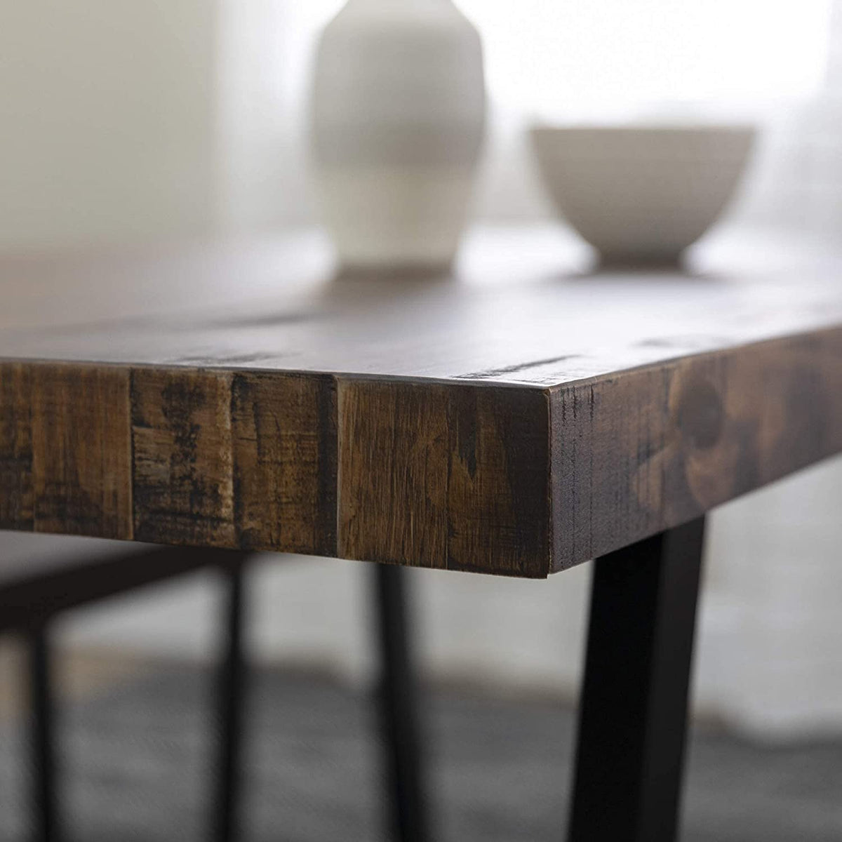 72" Rustic Solid Wood Dining Table - Mahogany Finish