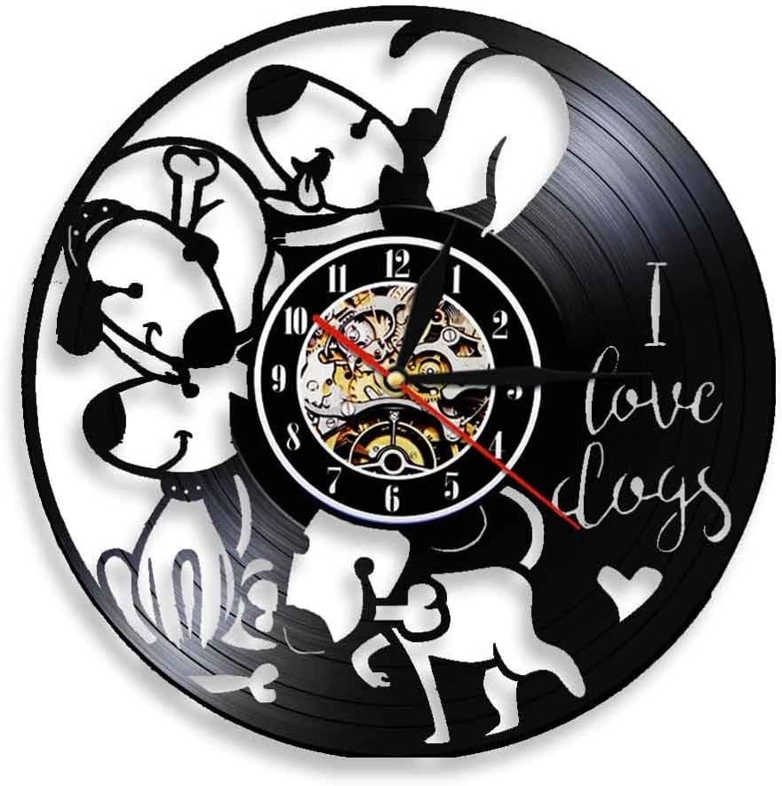 I Love Cats Vinyl LED Lighting Vinyl Wall Clock Night Lamp