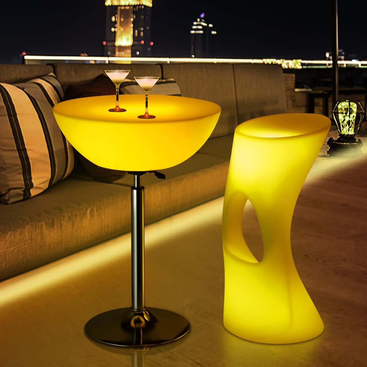 LED Light Up Bar Stool Table 16 Color Changing with Remote Control