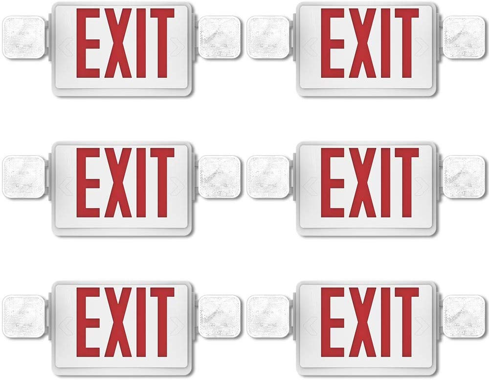 6 Pack Double Sided LED Emergency EXIT Sign