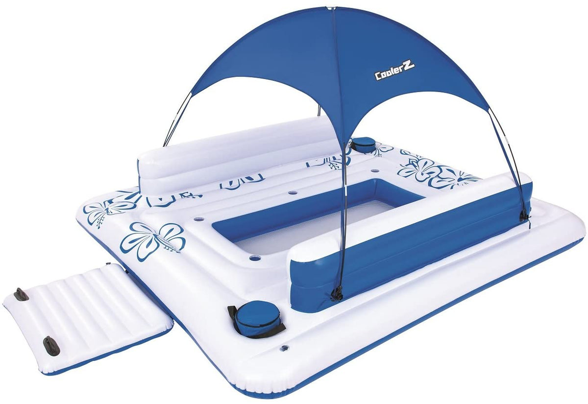 Inflatable 8-Person Floating Island with UV Sun Shade and Connecting L
