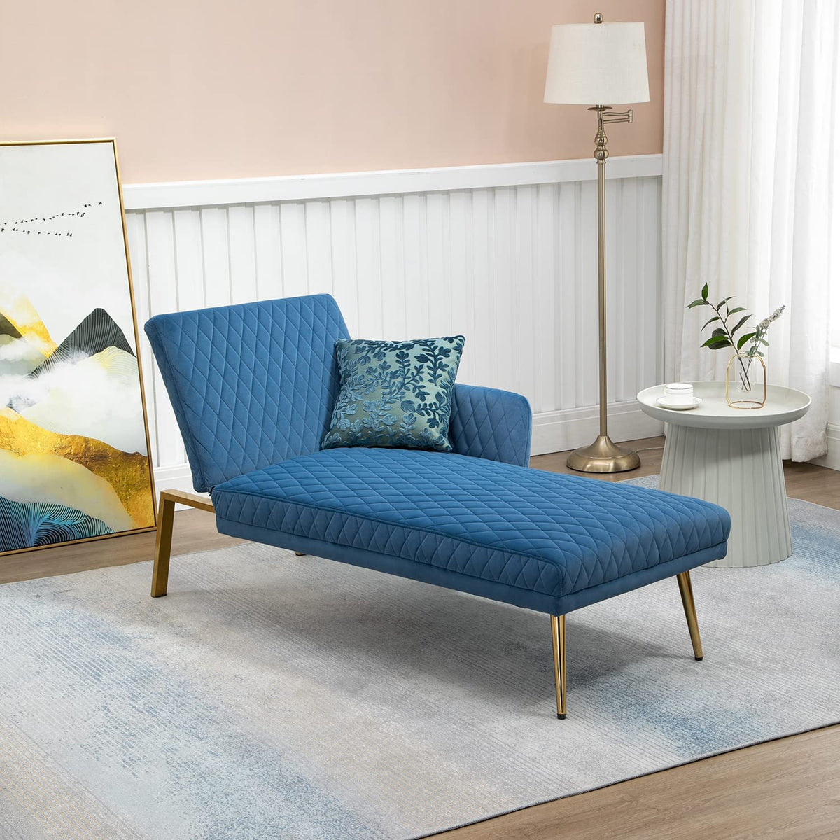 Convertible Velvet Chaise Lounge Chair Bed, 3-in-1 Sleeper
