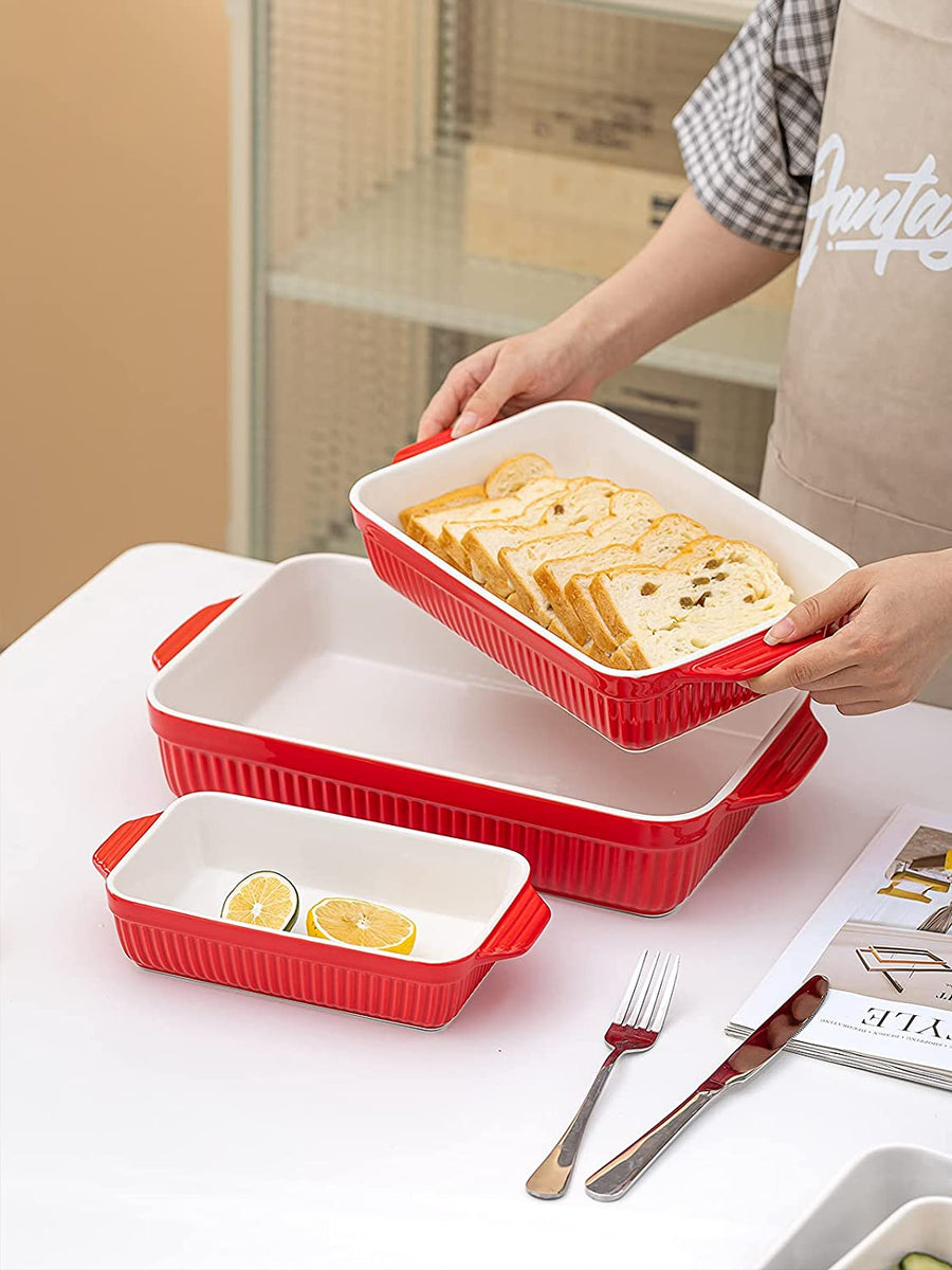 Porcelain Baking Dishes, Rectangular Set of 3