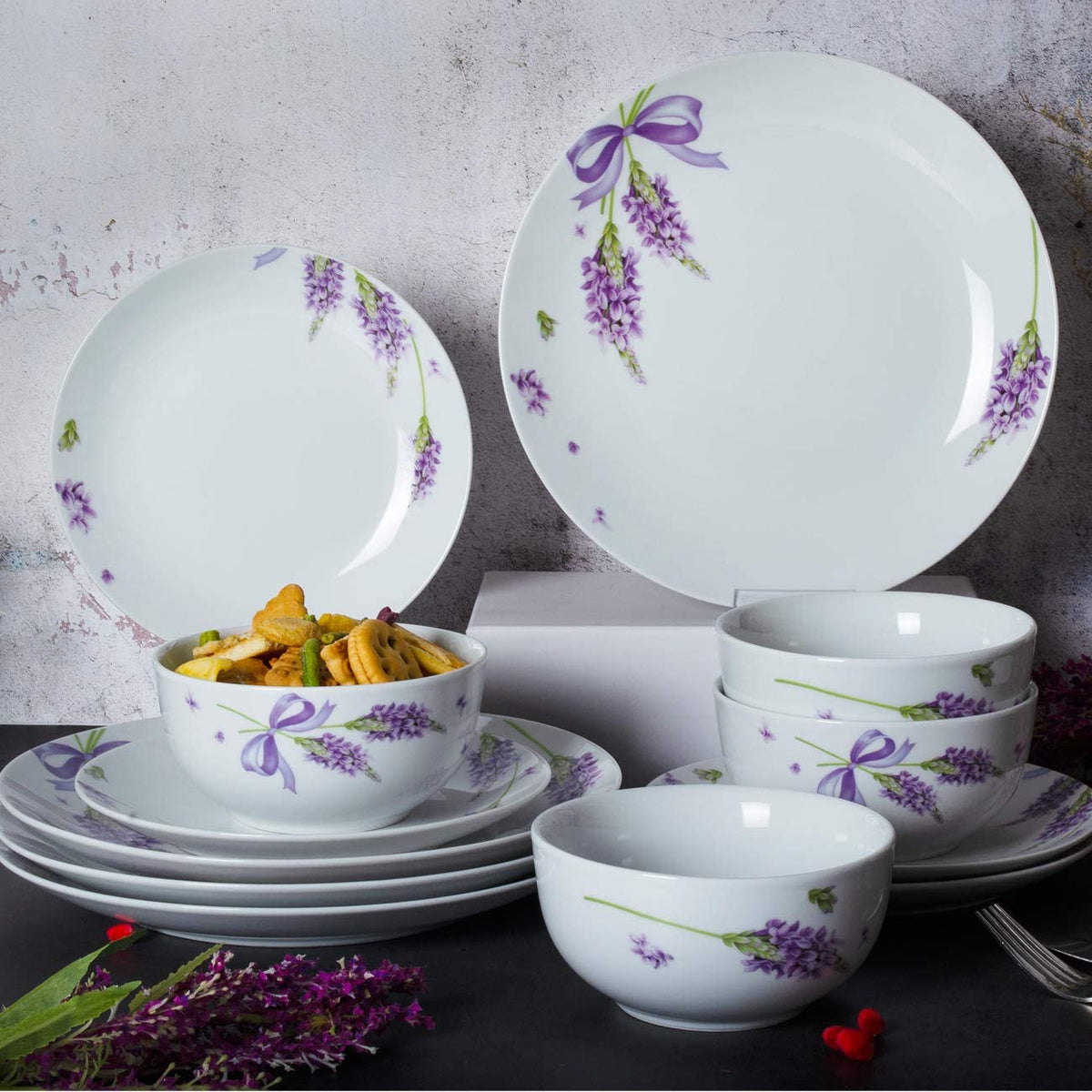 Ceramic Dinner Plate Sets, Plates, Bowls, 4 Set
