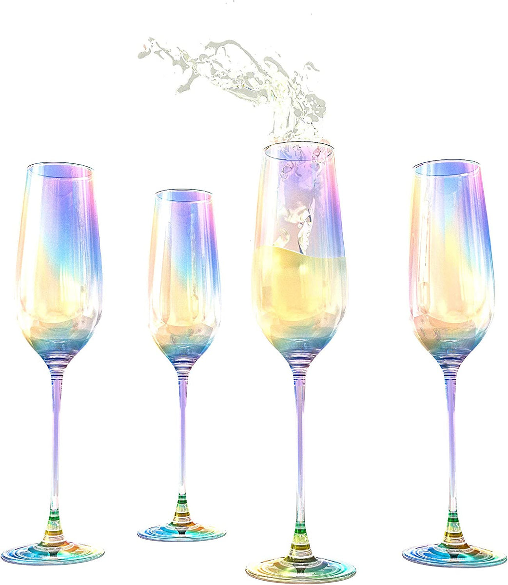 Iridescent Glasses - Crystal Luster Radiance Set of 4