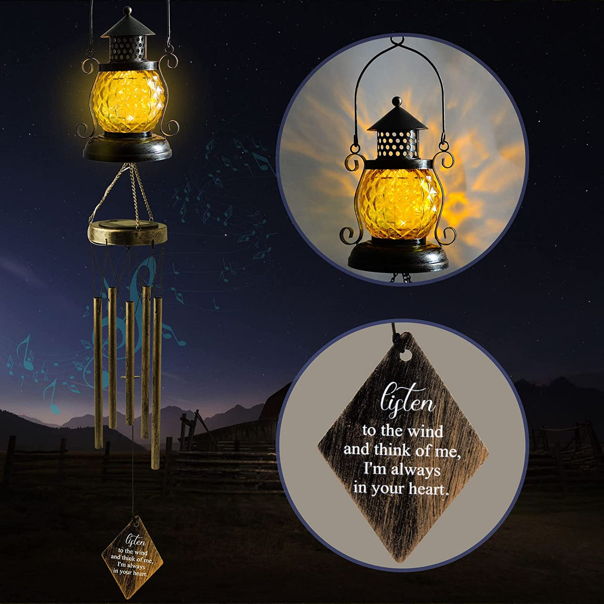 Sun Wind Chimes Solar Retro Sympathy Gift