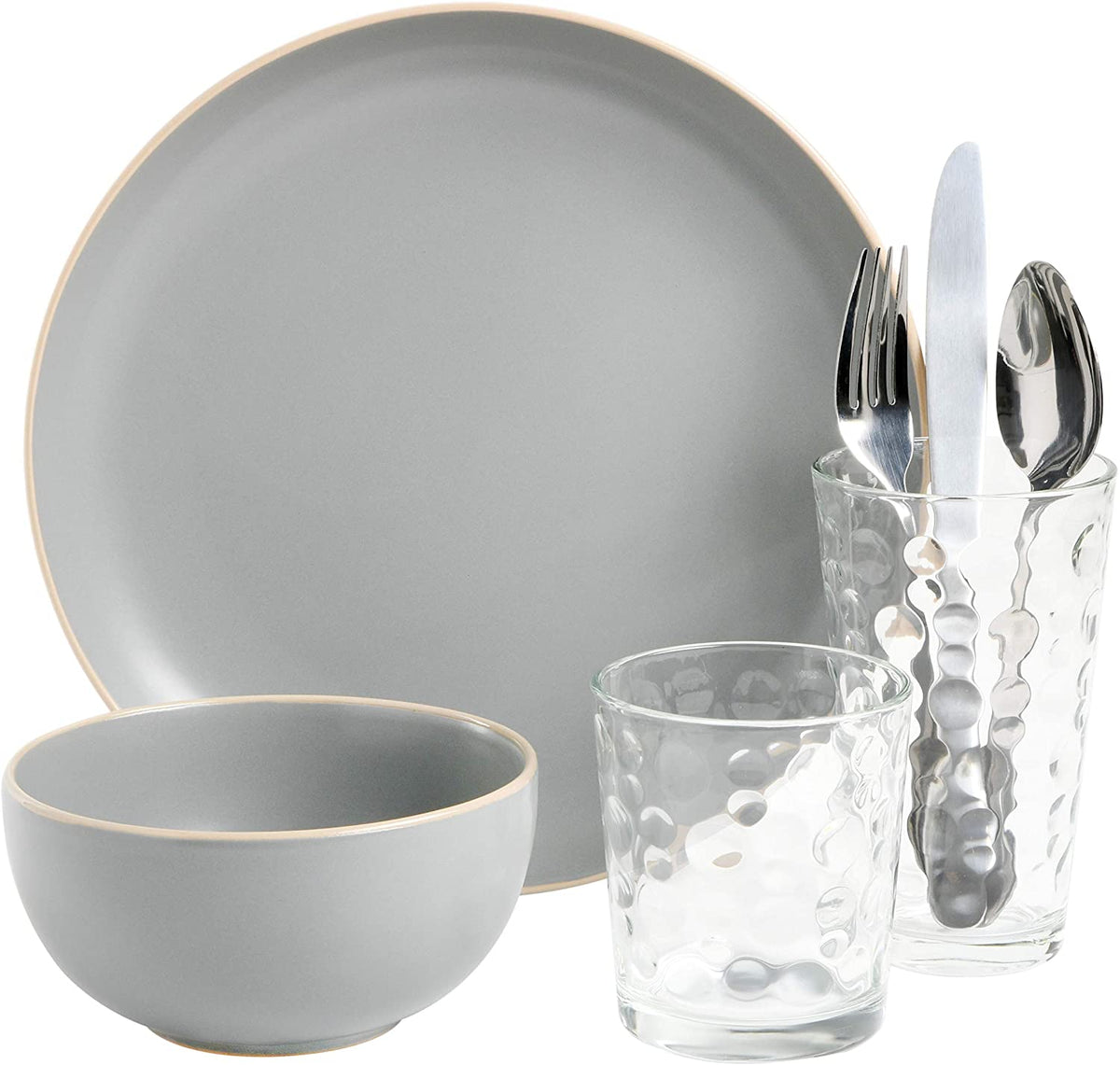 Round Stoneware Dinnerware Set, Service for 6 (42pcs)