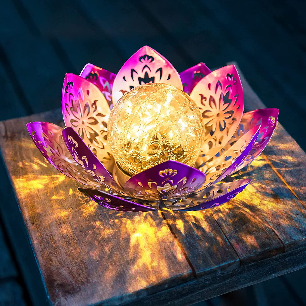 Solar Garden Lights Outdoor Decorative - Bright Lotus Flower Table Lam