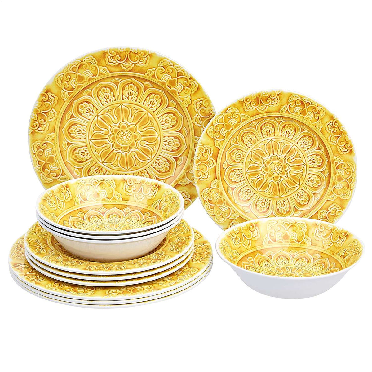 12-Piece Melamine Dinnerware Set - Service for 4