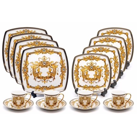 Royalty Porcelain 16-pc Luxury Dinner Set, 24K Gold