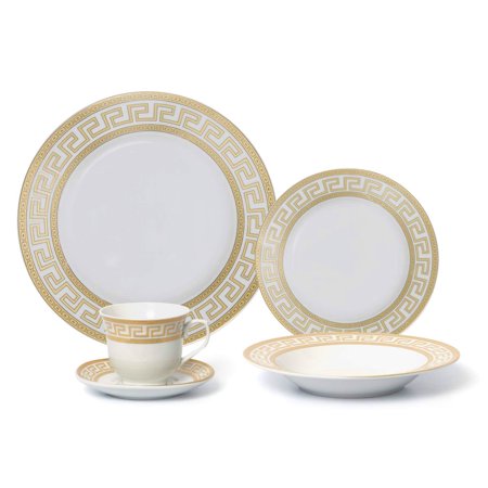Royalty Porcelain "Greek Key" 57-pc Banquet Dinnerware Set for 8